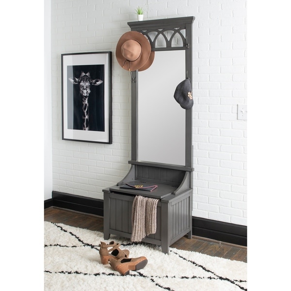 HOMCOM Freestanding Hall Tree, Entryway Bench with Coat Rack, Shoe ...