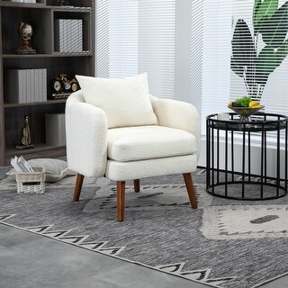 HOMEFUN Boucle/Microsuede Upholstered Wood Frame Armchair for Living ...