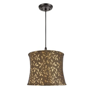 Aspen Creative 1-Light Fabric Lamp Shade Hanging Pendant, Brown - OIL RUBBED BRONZE - OIL RUBBED ...
