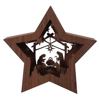 Wooden Star-Shaped Nativity Scene with LED Light for Holiday Display ...