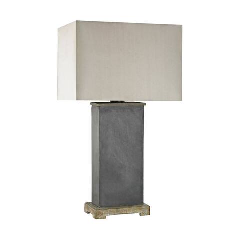 Grey Slate Outdoor Table Lamp Made Of Slate And Stone With A Taupe ...