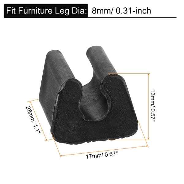 Rectangle Shaped Non-Slip Chair Leg Tip 8mm Plastic Furniture Feet ...