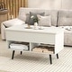 Lift Top Coffee Table with Hidden Compartment & Open Shelves, Flip Top ...