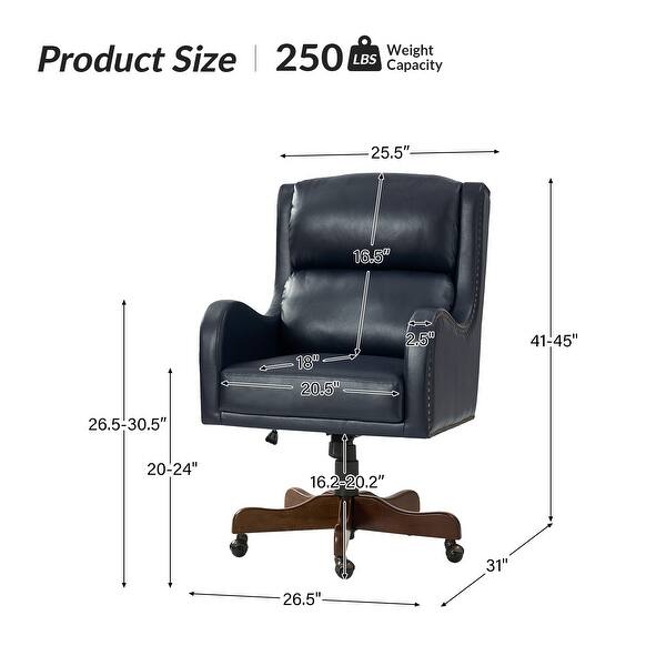 Pete Faux Leather Adjustable Height Swivel Executive Chair with Tilt ...
