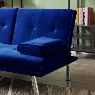 Blue Convertible Futon Sleeper Loveseat Sofa Bed Futon Recliner Bed ...