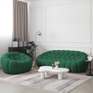 Modern Lazy Sofa Football Shape, Upholstered Loveseat Sofa with 3D ...