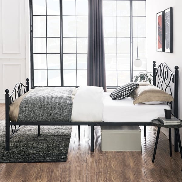 black scroll bed frame