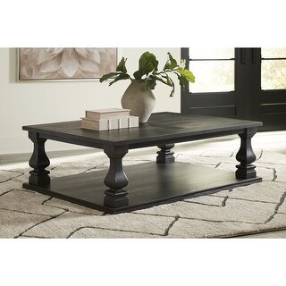 Signature Design by Ashley Wellturn Black Coffee Table - 54"W x 40"D x ...