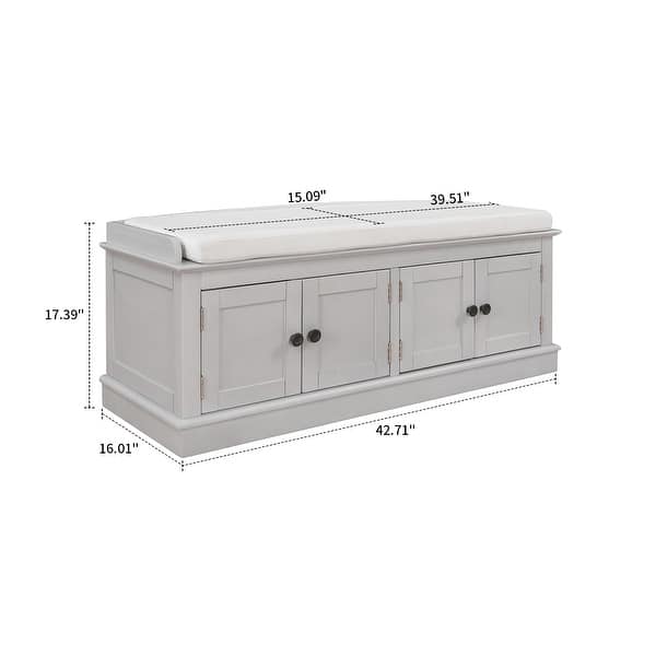 Classic Vintage Wooden Storage Bench with Two Cabinets - Bed Bath ...