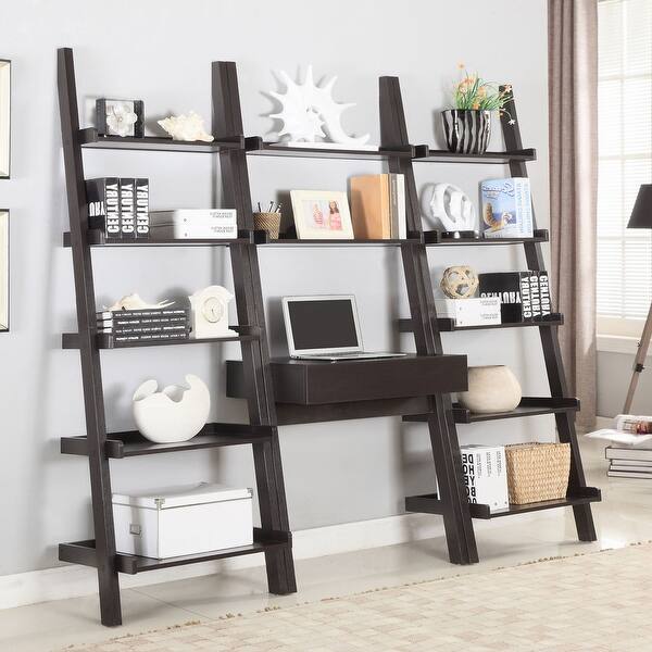 Colella 72-inch 5-shelf Ladder Bookshelf Cappuccino - 24.75" x 16.50" x ...