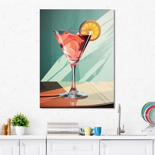 Designart "Drink Minimalistic Cocktail Colorful II" Cocktails Canvas ...
