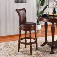 Solid Wood Swivel Bar Stool Carved Hardwood Rotatable Pub Height Stools ...