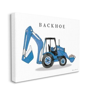 Stupell Blue Backhoe Construction Truck Demolition Vehicle Canvas Wall ...