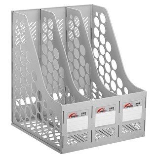 Magazine File Holder, PS Plastic Vertical 3 Compartment Desk Organizer ...