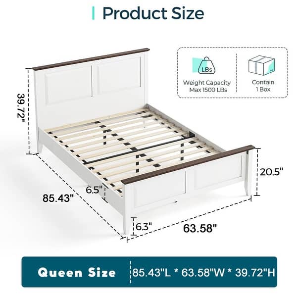 Rustic Queen Platform Bed Frame with Headboard and Footboard No Box ...