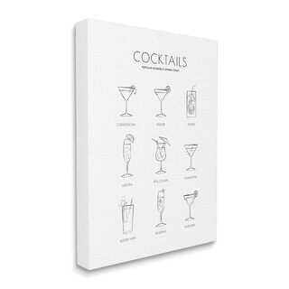 Stupell Popular Alcoholic Drink Chart Fun Minimal Cocktail Glasses ...