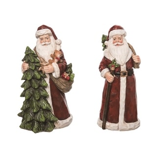 Christmas Resin Carved Santa Figurine Set of 2 Festive Decor - Bed Bath ...