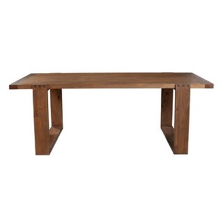 Paige 84 Inch Dining Table, Solid Wood, Sled Design Base, Natural Brown ...