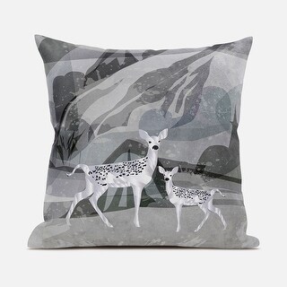 18x18 Silver Black Deer Blown Seam Broadcloth Animal Print Throw Pillow ...