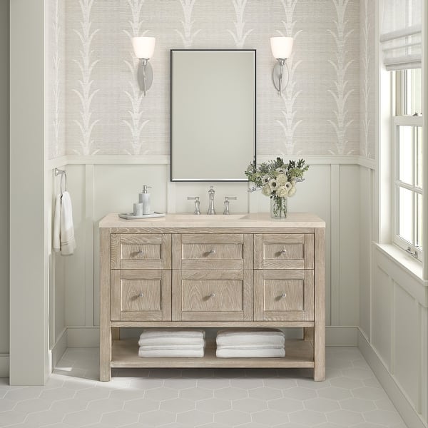 James Martin Vanities Breckenridge 48" Single Vanity, Whitewashed Oak ...