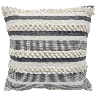 20" Gray and Cream Outdoor Handloom Woven Square Cushion - Bed Bath ...