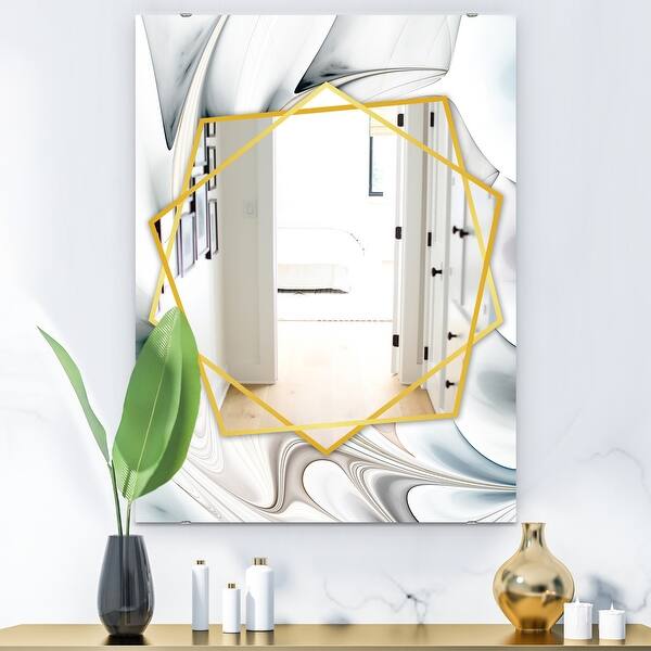Designart 'White Stained Glass Floral Art' Modern Mirror - Frameless ...