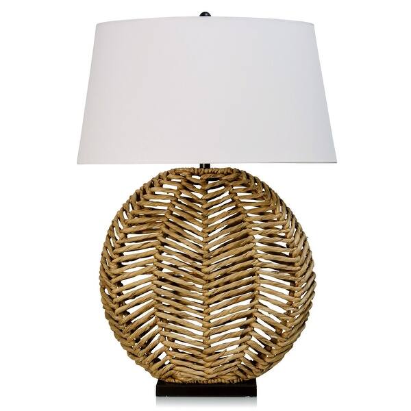 Aasha Water Hyacinth Table Lamp - Natural Branch Finish - White Fabric ...