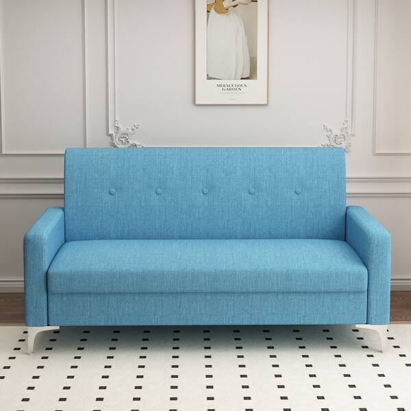 Loveseat Sofa Chair with Side Pockets Storage Straight Row Sofa - Bed ...