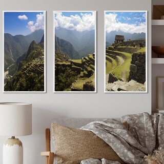 Designart "Machu Picchu Panorama" Landscape Framed Wall Art Set of 3 ...