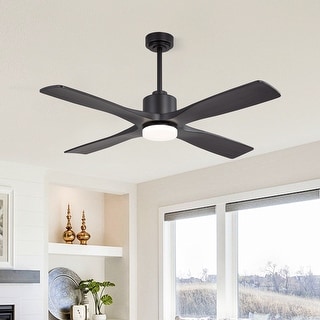 MLiAN 54 inch Solid Wood Indoor Ceiling Fan with Light Kit and Remote ...