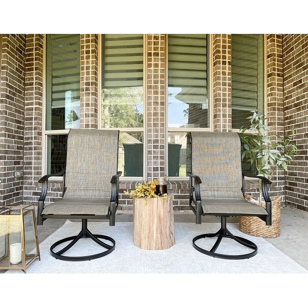 MAISON ARTS Patio Dining Chairs Padded Metal Swivel Chairs Mesh ...