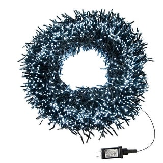 3000-Count Cool White LED Cluster Christmas Lights, 98 ft Green Wire ...
