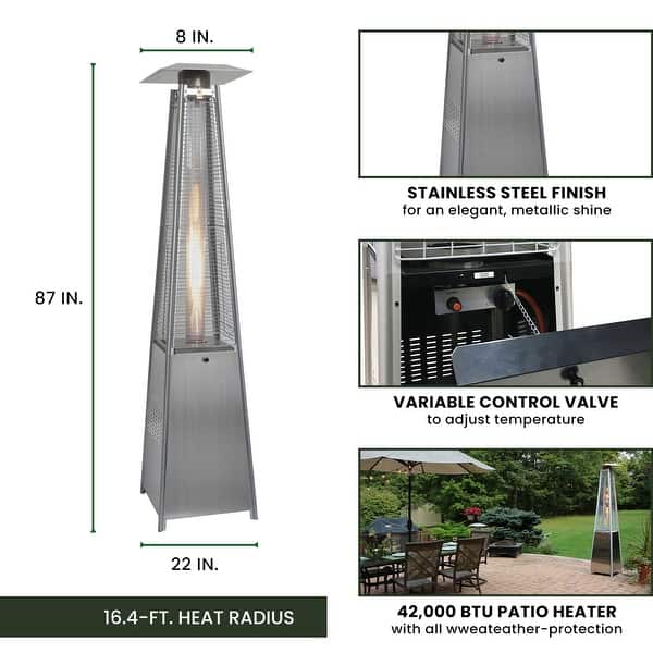 Hanover 7-Ft. 42,000 BTU Pyramid Propane Patio Heater in Stainless ... Hanover 7-Ft. 42,000 BTU Pyramid Propane Patio Heater in Stainless ...