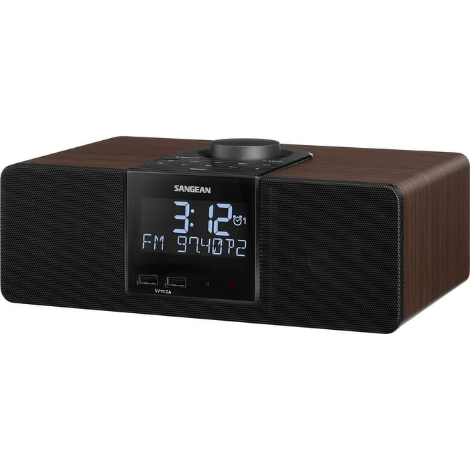 Sangean AM/FM-RDS(RBDS)/Bluetooth/AUX Digital Tuning Wooden Clock Radio with Battery Back-Up ...