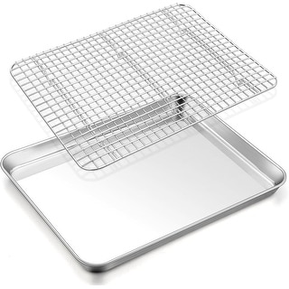 Stainless Steel Baking Sheet Pan & Cooling Rack Set -16"Cookie Tray ...