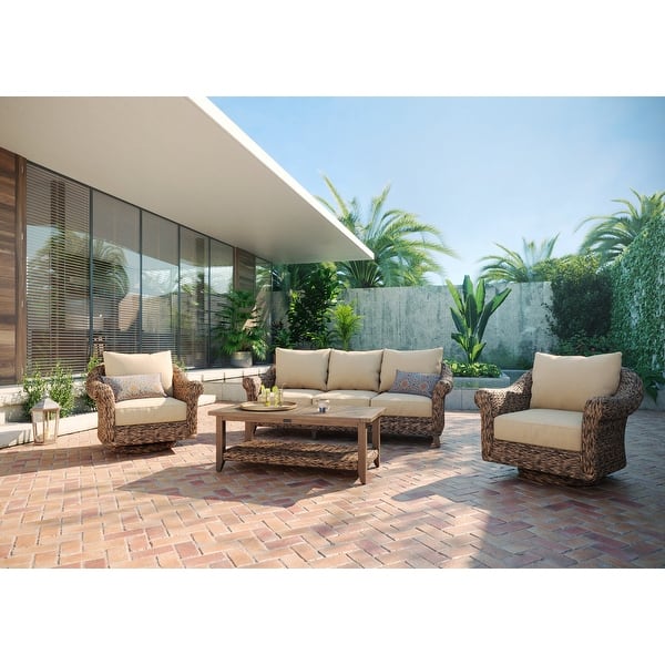 Cayman 4 Piece Sunbrella Seating Set, Heritage Brown - Bed Bath ...