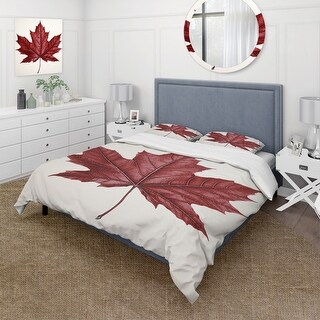 Designart "Red Maple leaf beauty II" Tree Maple Bedding Cover Set ...