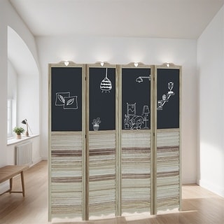 4-Panel Freestanding Folding Privacy Screen with Blackboard - Bed Bath ...
