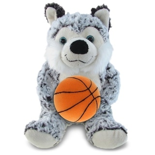 DolliBu Huggable Sitting Husky Stuffed Animal with Basketball Plush - 9 ...
