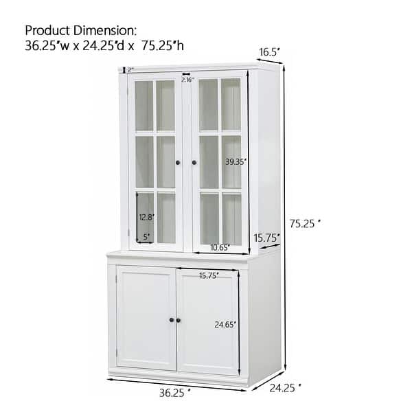 Merax Elegant Freestanding Display Cabinet with Glass Doors - Bed Bath ...