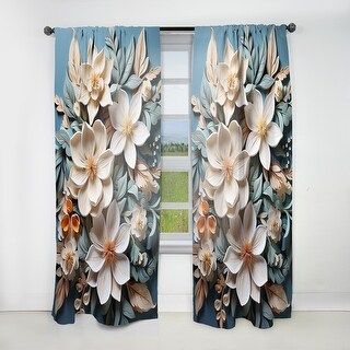Designart "Elegant Paper Mache Plumeria Blooms" Plumeria Curtain - Room ...