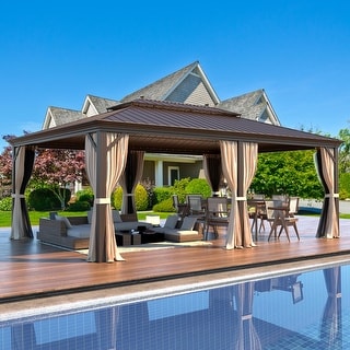EROMMY 14x20 Outdoor Gazebo Pergola with Galvanized Steel Roof ...
