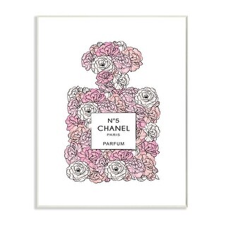 Stupell Pink Rose Floral Perfume Bottle Designer Fashion Wood Wall Art ...