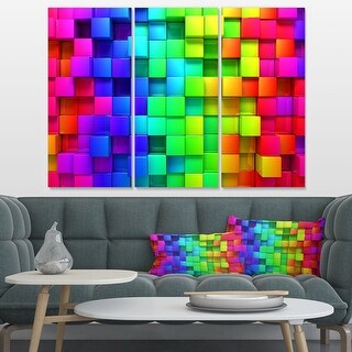 Designart "Rainbow of Colorful Boxes" Abstract Canvas Artwork - 36x28 ...
