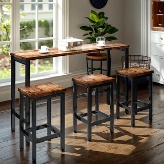 Stylish Counter Height Extra Long Dining Table Set with 3 Stools Pub ...
