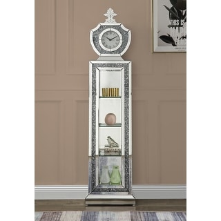 Modern Home Silver Grandfather Clock with LED Mirrored & Display Shelf ...