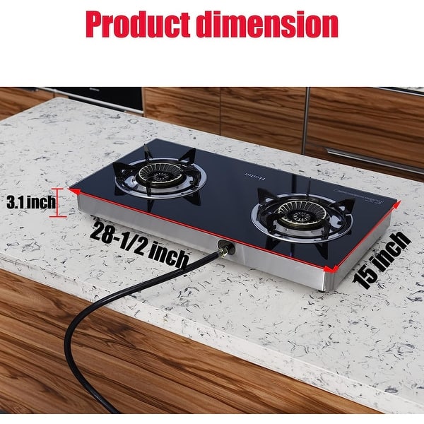 28.5 in. 2 Burners Portable Gas Cooktop in Stainless Steel with ...