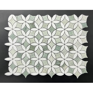 Ming Green and Thassos White Mosaic Wall & Floor Tile - Case (8 Sheets ...