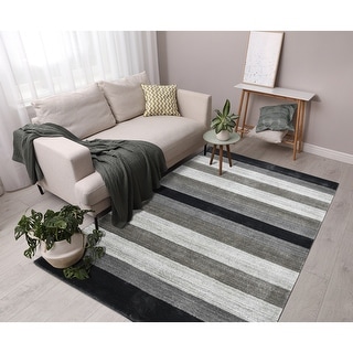 Berkley Hand-woven Colorblock Wool and Art Silk Area Rug - Bed Bath ...