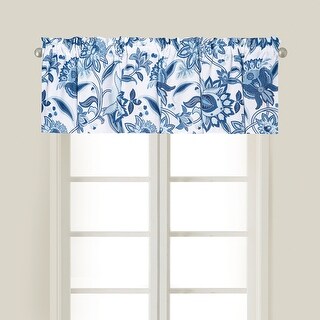 Julianna Cotton Blue Valance Window Treatment Set of 2 - Bed Bath ...